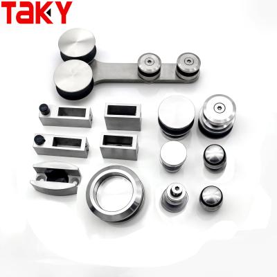 China 304 Stainless Steel Frameless Shower Door Hardware Kit with 80-120kg Load Bearing and Silent Pulley Track for sale