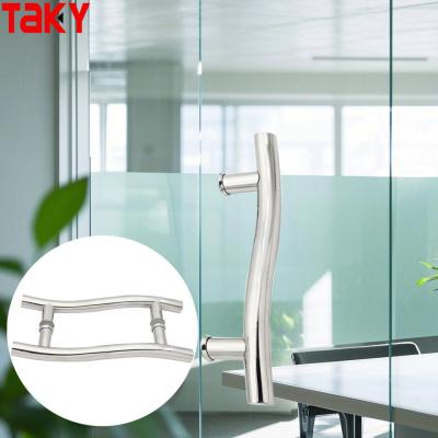 China Stainless Steel 304 Modern Long Curved Glass Door Pull Handle Puxador Porta De Vidro for sale