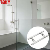 China SS304 Stainless Steel Shower Glass Door Handle with 203*203*19*1.0mm Size and Polished/Brushed Nickel/Black Finish for sale