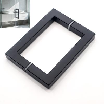 China Modern Black SS304 Stainless Steel Shower Glass Door Handle 203*203*19*1.0mm for sale