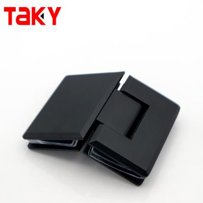 China Frameless 135 Degree Black Shower Door Hardware Stainless Steel Glass Door Hinge for sale