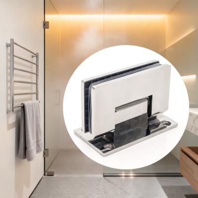 China Stainless Steel 90 Degree Glass Shower Hinge for 8-12mm Glass Doors with Polished Finish for sale