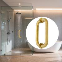 China SS304 Stainless Steel Shower Glass Door Handle with 203*203*19*1.0mm Size and Polished/Brushed Nickel/Black Finish for sale
