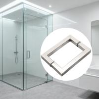 China SS304 Stainless Steel Square Tube Shower Glass Door Handle with 203*203*19*1.0mm Size and Polished/Brushed Nickel/Black Finish for sale