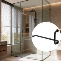China Shower Glass Door Handle 12 Inch Stainless Steel 304 Black Round Shower Handle for sale