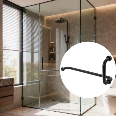 China Shower Glass Door Handle 12 Inch Stainless Steel 304 Black Round Shower Handle for sale