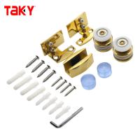China Customizable Frameless Ziny Alloy Gold Sliding Door Fitting Shower Door Hardware Kit for sale