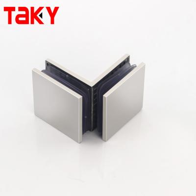 China Shower 90 degree Square Glass Door Corner Clamp Railing Holder Hinge Tempered Glass Clamps for sale