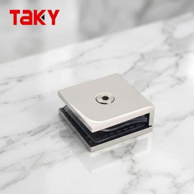 China Bracket Glass to Wall Mechanical Fixing 0 Degree Singe Hole Square Glass Door Clamp for sale