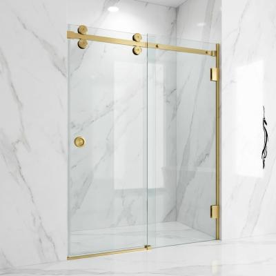 China Golden Sliding Glass Door Kits Stainless Steel Shower Room Glass Sliding Door Systems for sale