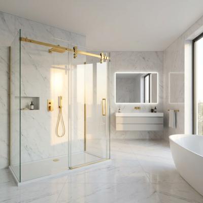 China Frameless Stainless Steel Sliding Shower Hardware Glass Sliding Door Shower Hardware for sale