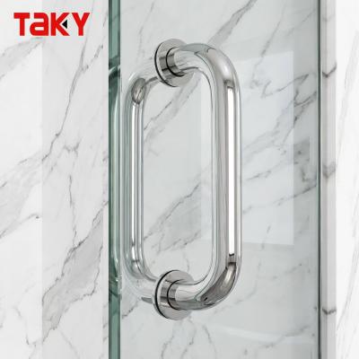 China Hotel Style 304 Stainless Steel Bathroom Glass Door Handles Shower Handle for sale