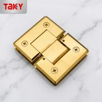 China 180 degree polished mirror Gold shower room tempered glass door pivot mount hinge for sale