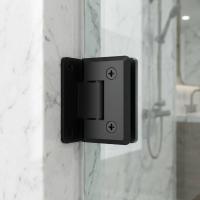 China Manufacturer American Style Black 90 Degree Solid Frameless Soft Closing Shower Door Hinge for sale