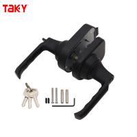 China Matt Black Double Door Lock Aluminium Alloy Handle Locks With Keys for sale