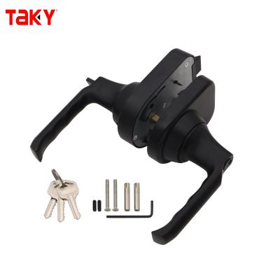 China Matt Black Double Door Lock Aluminium Alloy Handle Locks With Keys for sale