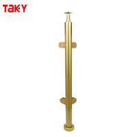 China Modern Stainless Steel 304 Gold Color Villa Outdoor Tempered Glass Railing Design for sale