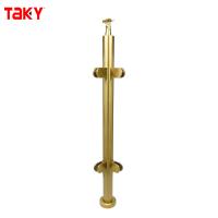 China Modern Stainless Steel 304 Gold Color Villa Outdoor Tempered Glass Railing Design for sale