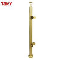 China Modern Stainless Steel 304 Gold Color Villa Outdoor Tempered Glass Railing Design for sale