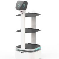 China Intelligent Hotel Delivery Robot 45kg Payload 8h Runtime Autonomous Navigation 24 Inch Screen Food Serving for sale