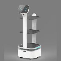 China Intelligent Hotel Delivery Robot 45kg Payload 8h Runtime Autonomous Navigation 24 Inch Screen Food Serving for sale