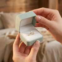 China Mint Green Linen Leather Jewelry Box Custom Logo For Ring Necklace Bracelet Packaging for sale