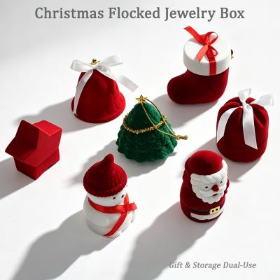 China Private Label Christmas Shape Velvet Jewelry Case Velvet Ring Gift Boxes for sale