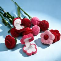 China Flower Shaped Velvet Cusom Jewelry Box Lovely Ring Packaging Box for sale