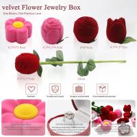 China Flower Shaped Velvet Cusom Jewelry Box Lovely Ring Packaging Box for sale