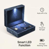 China Custom Color LED Light Jewellery Box Velvet Case With 5s Auto Off Energy Saving Mode for sale