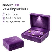 China Stylish Smart Touch LED Velvet Rectangle Jewelry Box Led Ring Case For Boutique Valentine'S Day for sale