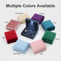 China Stylish Smart Touch LED Velvet Rectangle Jewelry Box Led Ring Case For Boutique Valentine'S Day for sale