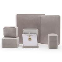China Sleek Rounded Edge Velvet Jewelry Case Various Color Packaging Jewelry Box Set for sale