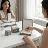 China Grey Velvet Jewelry Gift Box Set With Hinge Closure Empty Jewelry Gift Boxes for sale