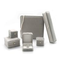 China Grey Velvet Jewelry Gift Box Set With Hinge Closure Empty Jewelry Gift Boxes for sale