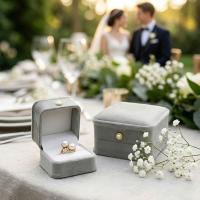 China Grey Velvet Jewelry Gift Box Set With Hinge Closure Empty Jewelry Gift Boxes for sale