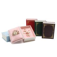 China Luxury Square Paper Jewelry Box Rectangle Book Shape Custom Embossed Jewelry Boxes for sale
