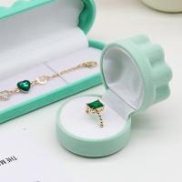 China Simple Round Plastic Velvet Luxury Jewelry Box Set Large Double Ring And Earring Box Stylish for sale