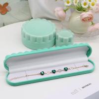 China Simple Round Plastic Velvet Luxury Jewelry Box Set Large Double Ring And Earring Box Stylish for sale