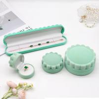 China Simple Round Plastic Velvet Luxury Jewelry Box Set Large Double Ring And Earring Box Stylish for sale