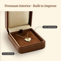 China Luxury Brown PU Faux Leather Jewelry Organizer With Engraved Design for sale