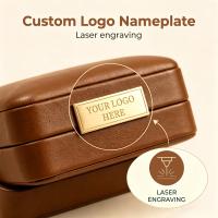 China Luxury Brown PU Faux Leather Jewelry Organizer With Engraved Design for sale