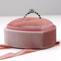 China Hinge Closure Jewelry Box Packaging With Ribbon Pink Heart Velvet For Wedding Ring for sale