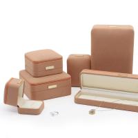 China Customized LOGO Faux Leather Jewelry Box For Earrings Rings Bracelets Storage for sale