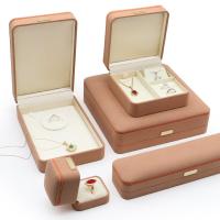 China Customized LOGO Faux Leather Jewelry Box For Earrings Rings Bracelets Storage for sale