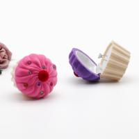 China Custom Color Logo Cupcake Jewelry Box With Flock Lining For Wrapped Rings Earrings Pendant for sale