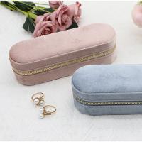 China Portable Oval Velvet Ring Box Ring Storage Case Velvet Travel Jewelry Box Customization for sale