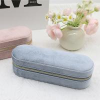 China Portable Oval Velvet Ring Box Ring Storage Case Velvet Travel Jewelry Box Customization for sale
