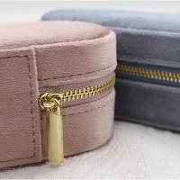 China Portable Oval Velvet Ring Box Ring Storage Case Velvet Travel Jewelry Box Customization for sale