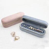 China Portable Oval Velvet Ring Box Ring Storage Case Velvet Travel Jewelry Box Customization for sale